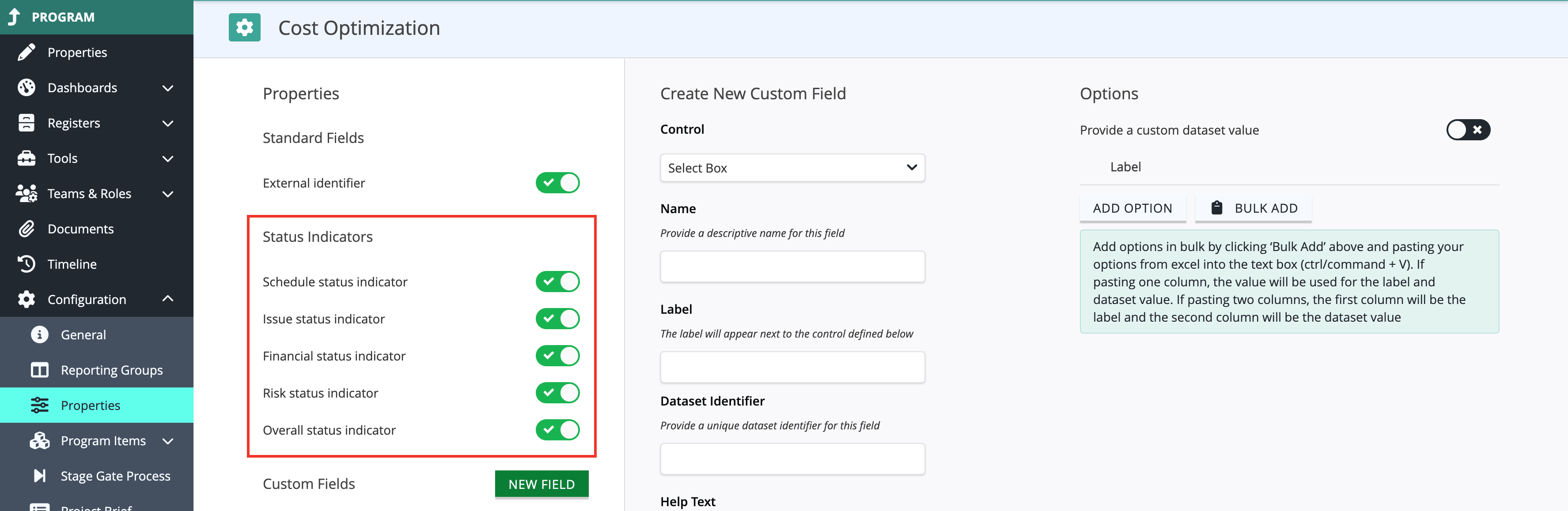 Customise the Program Properties – Amplify