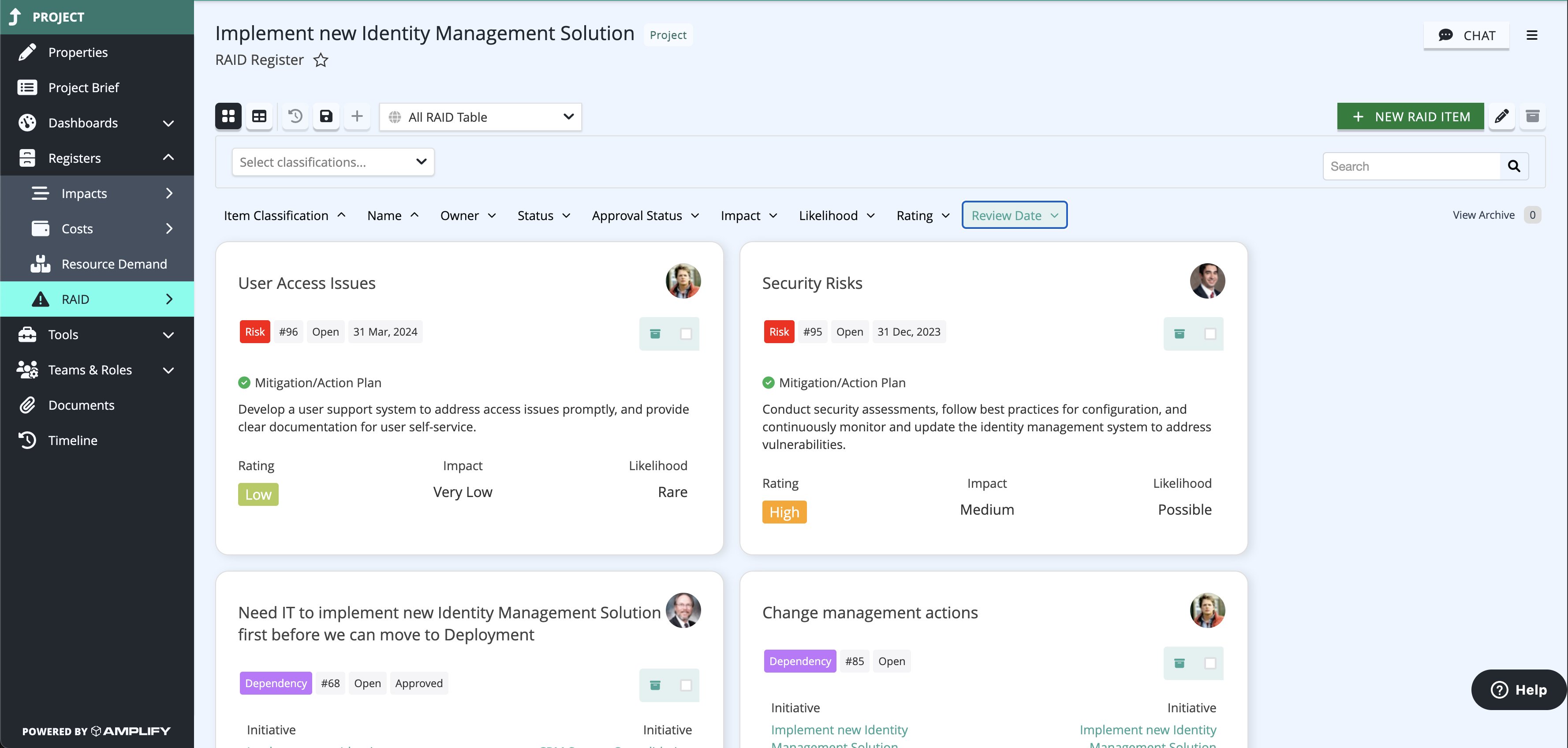 RAID Register – Amplify