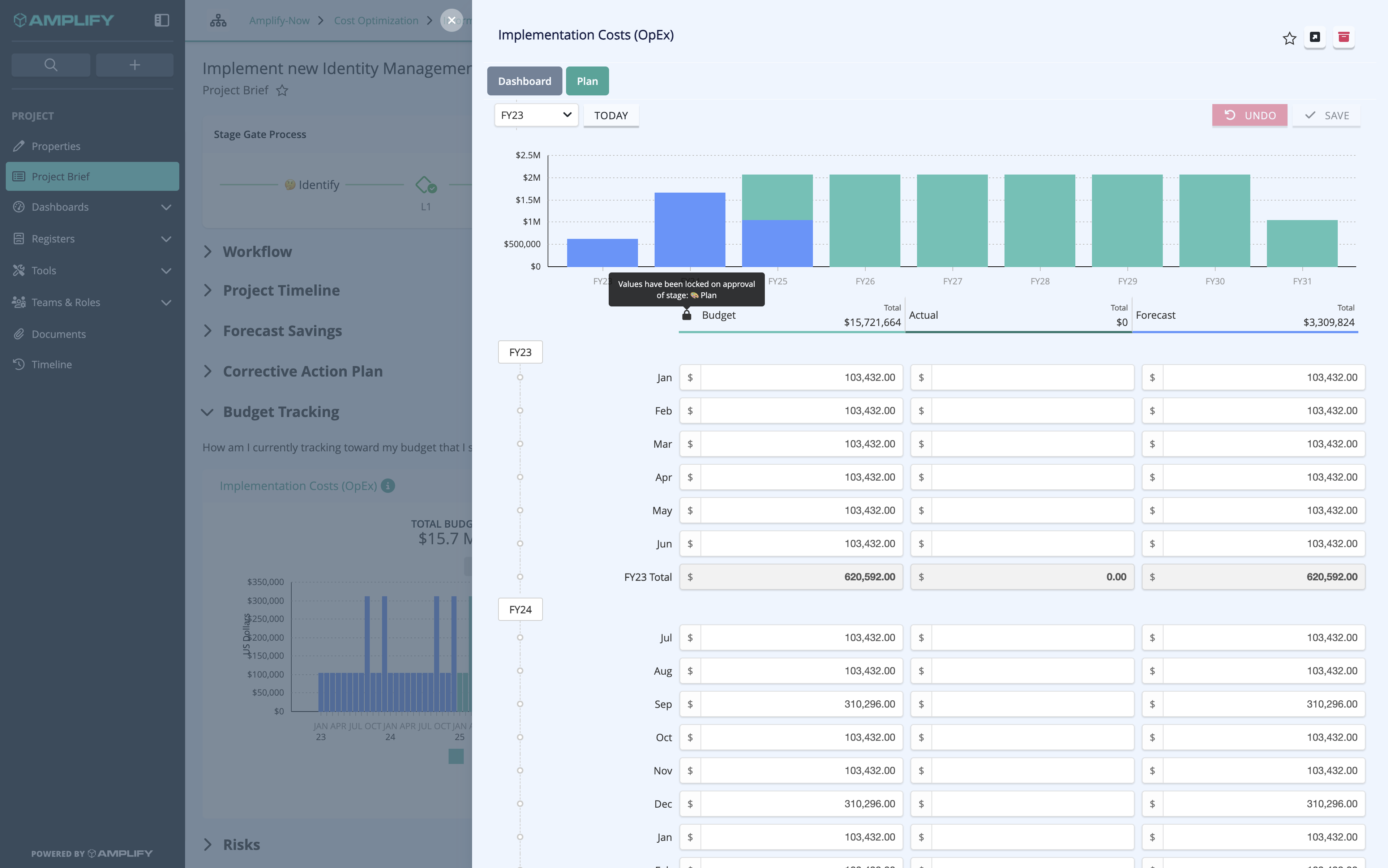 Locking Benefit Plan Values on Stage Gate Approval – Amplify