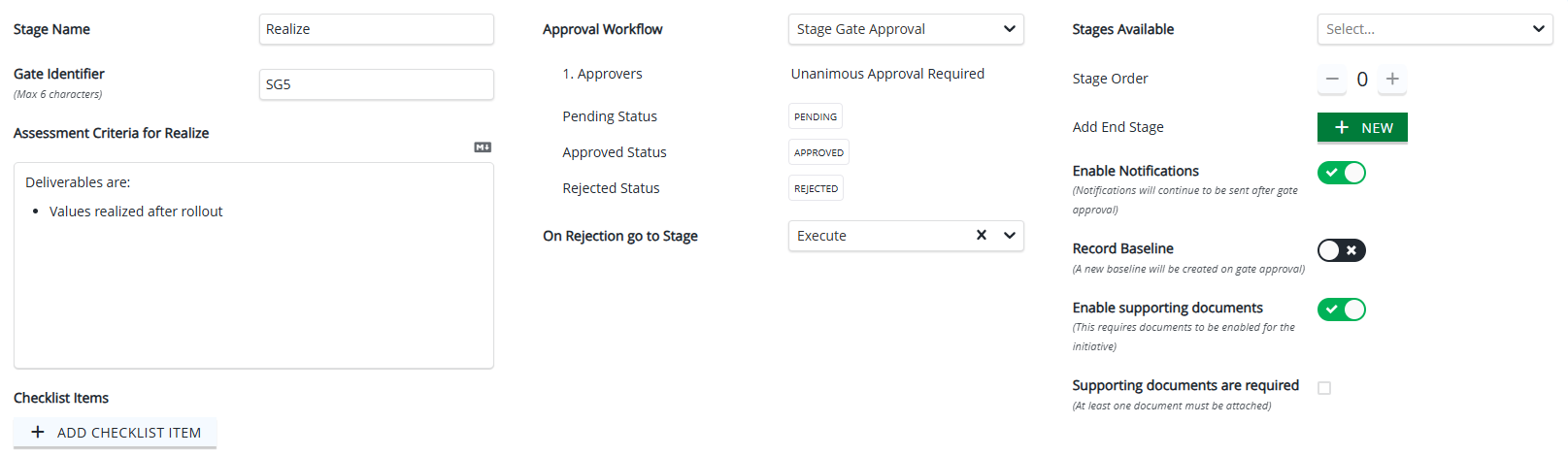 Configuring a Stage Gate Process – Amplify